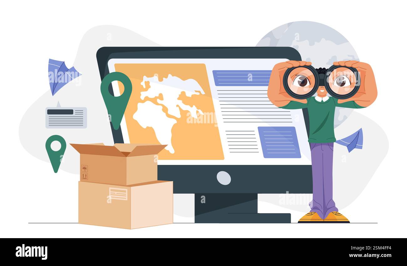 Delivery location tracking using Stock Vector Images - Alamy