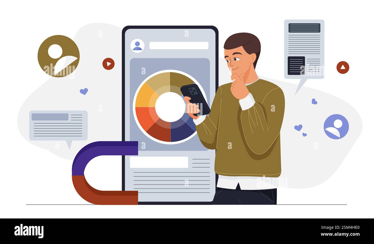 Digital marketing concept with user engagement and content strategy ...