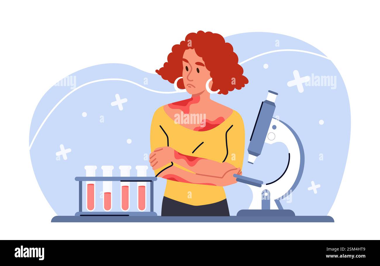 Woman with skin rash near laboratory equipment Stock Vector Image & Art ...