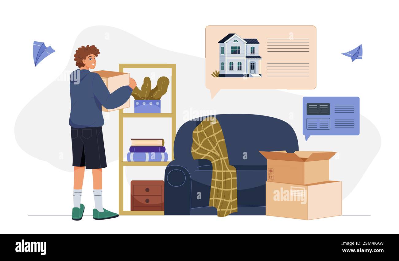 Cardboard boxes belongings Stock Vector Images - Alamy