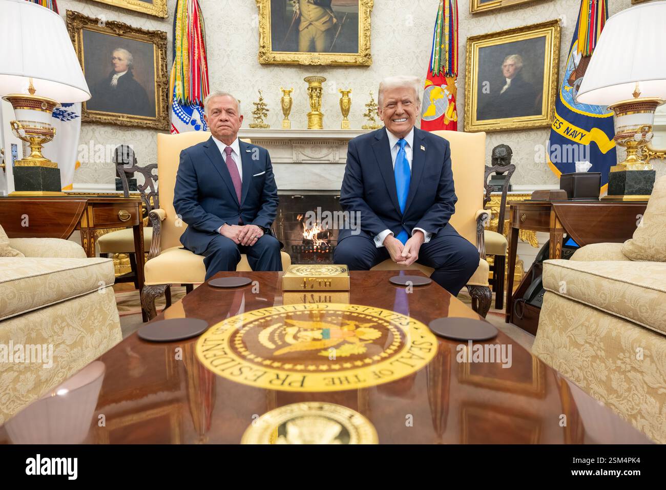 President Donald Trump hosts a bilateral meeting with King Abdullah II ...