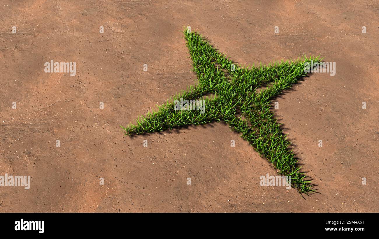 Concept conceptual green summer lawn grass symbol shape on brown soil ...