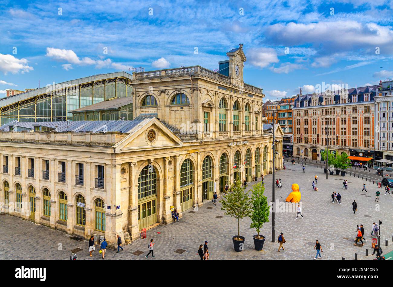 Lille, France, July 3, 2023: Gare de Lille-Flandres train station in ...