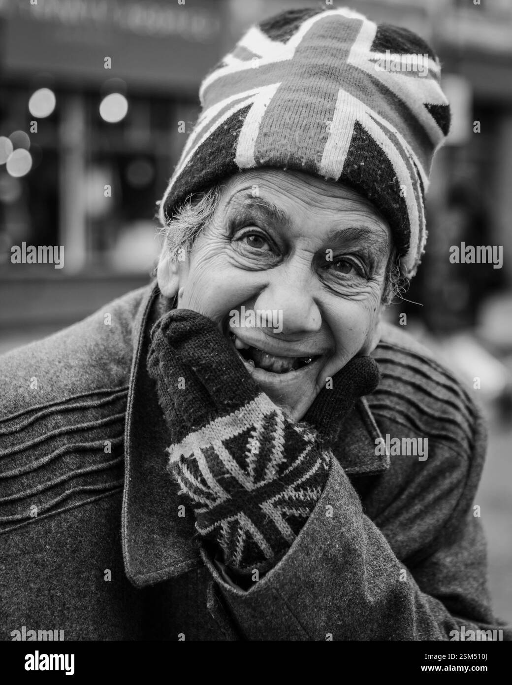 Black and white image of a portrait of an octogenarian wearing union ...