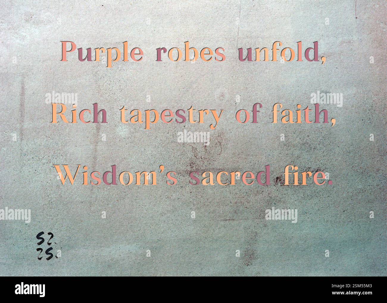 Purple robes unfold, Rich tapestry of faith, Wisdom's sacred fire ...
