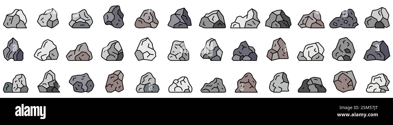 Stone icon. Big collection of icons of different stones. Minerals icons ...