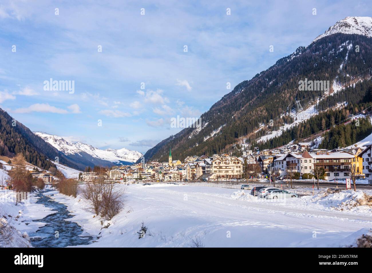 village Ischgl, river Trisanna Ischgl Paznaun - Ischgl Tirol, Tyrol ...