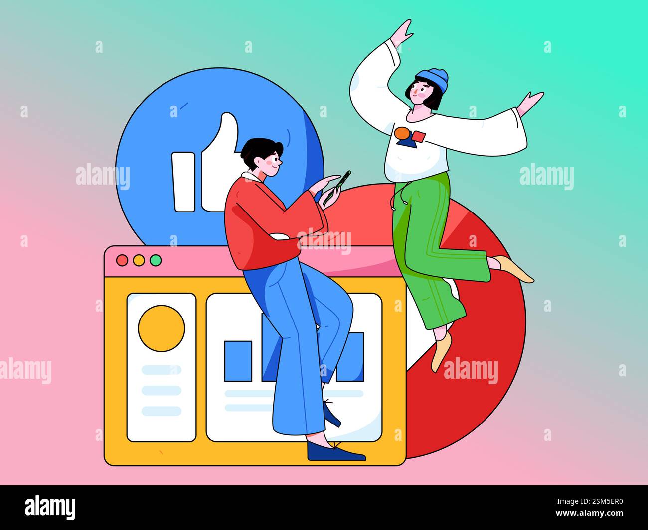 Notification announcement vector creative flat hand drawn illustration ...