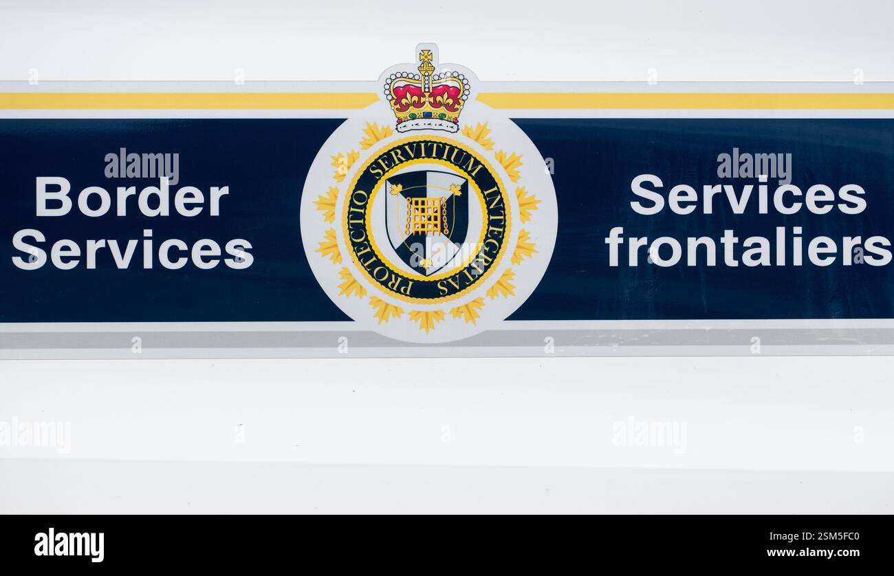 Lansdowne, Canada. 12th Feb, 2025. A Canada Border Services Agency ...