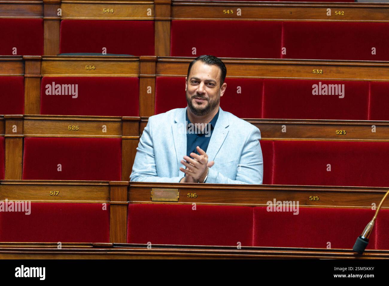 Paris, France. 12th Feb, 2025. Sebastien Delogu during a debate ahead a ...