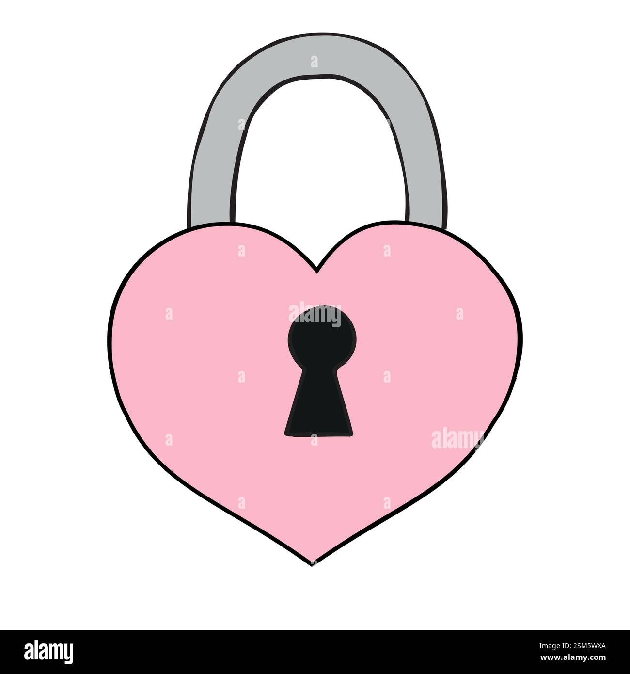 Vector hand drawn sketch doodle colored heart lock isolated on white ...