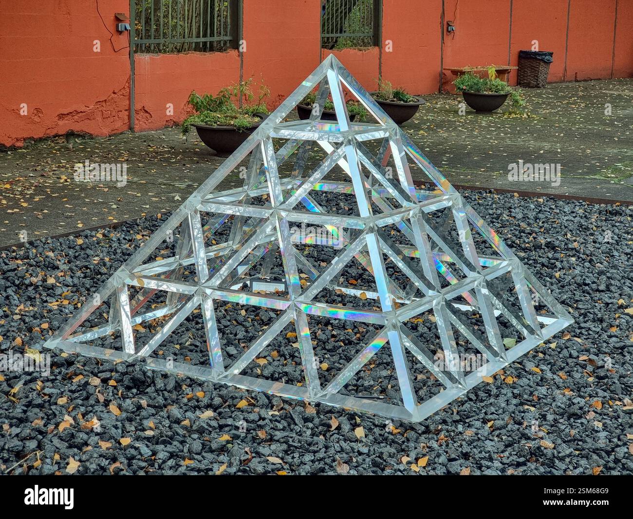 Steel pyramid, modern artwork in Nature Park Schöneberger Südgelände on ...