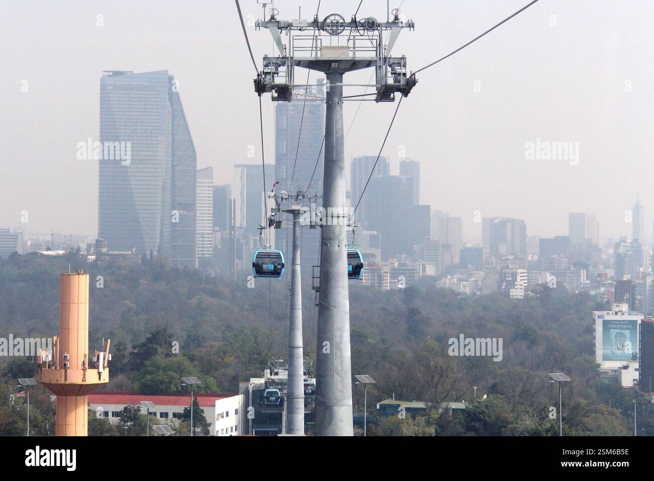 Mexico City, Mexico - Jan 8 2025: Cabins with passengers of Cablebus ...