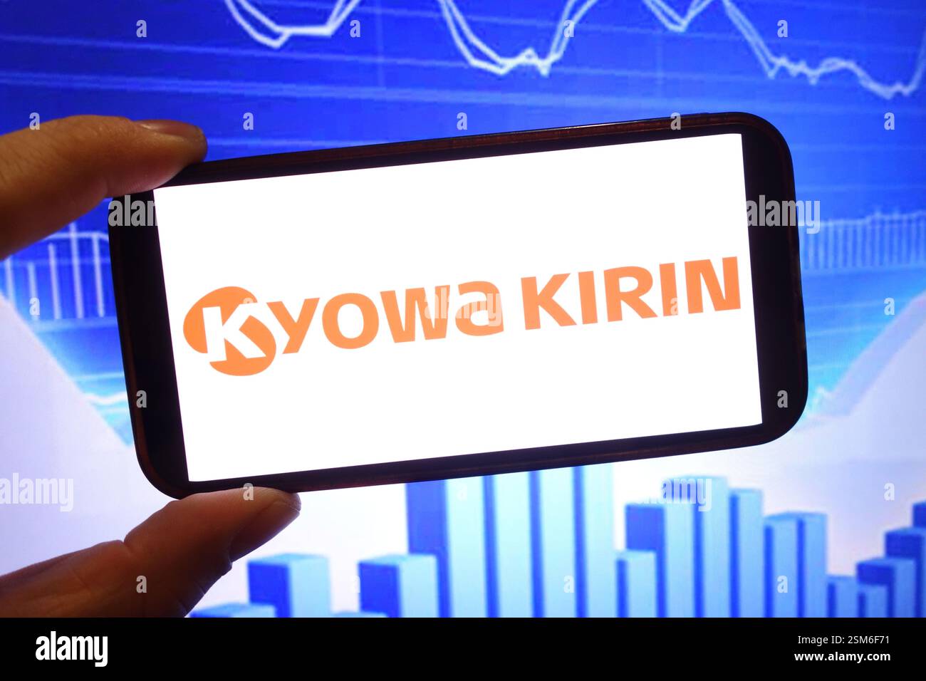In this photo illustration, the Kyowa Kirin Co. Ltd. company logo is seen displayed on a ...