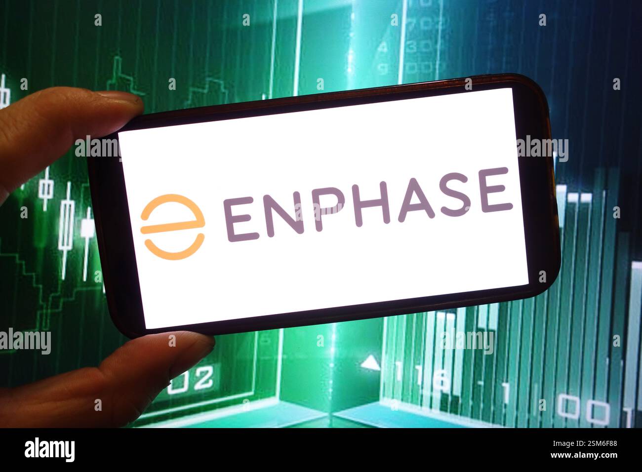 In this photo illustration, the Enphase Energy company logo is seen ...