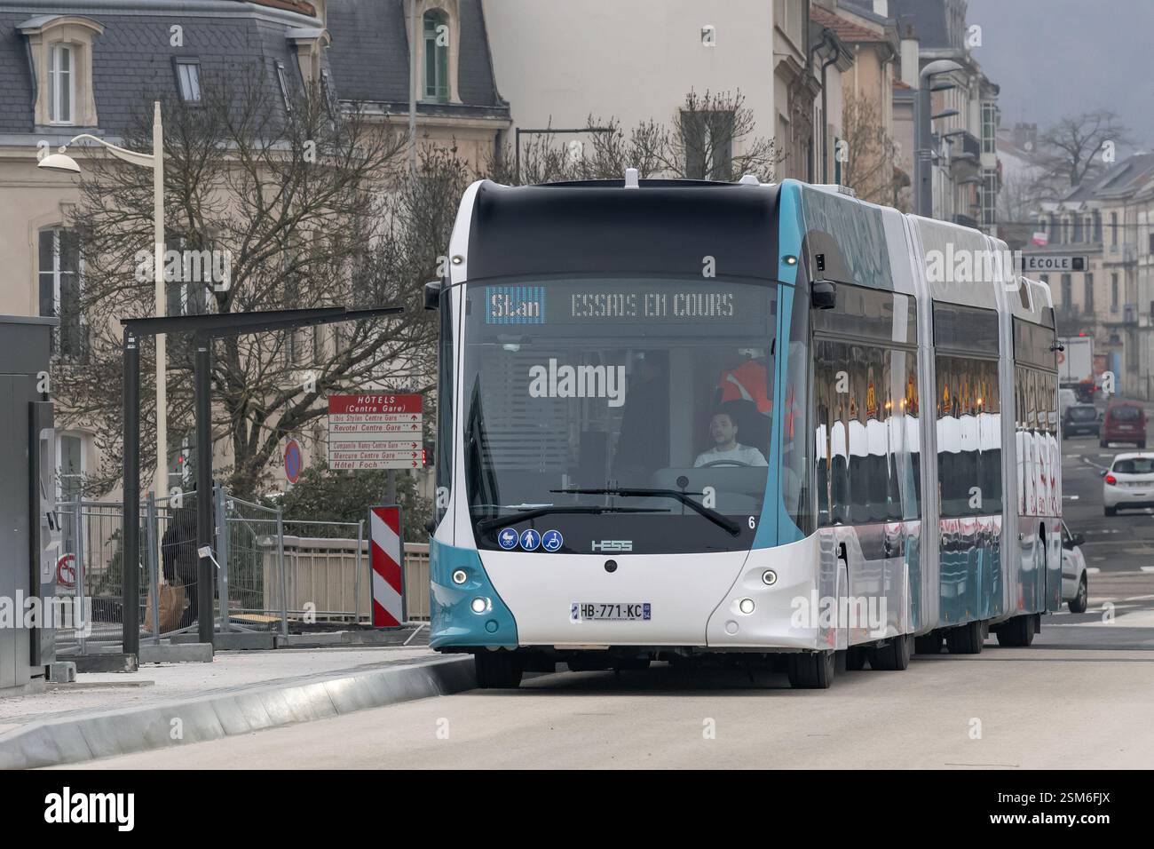 Nancy, France - View on a bi-articulated trolleybus Hess lighTram 25 in ...
