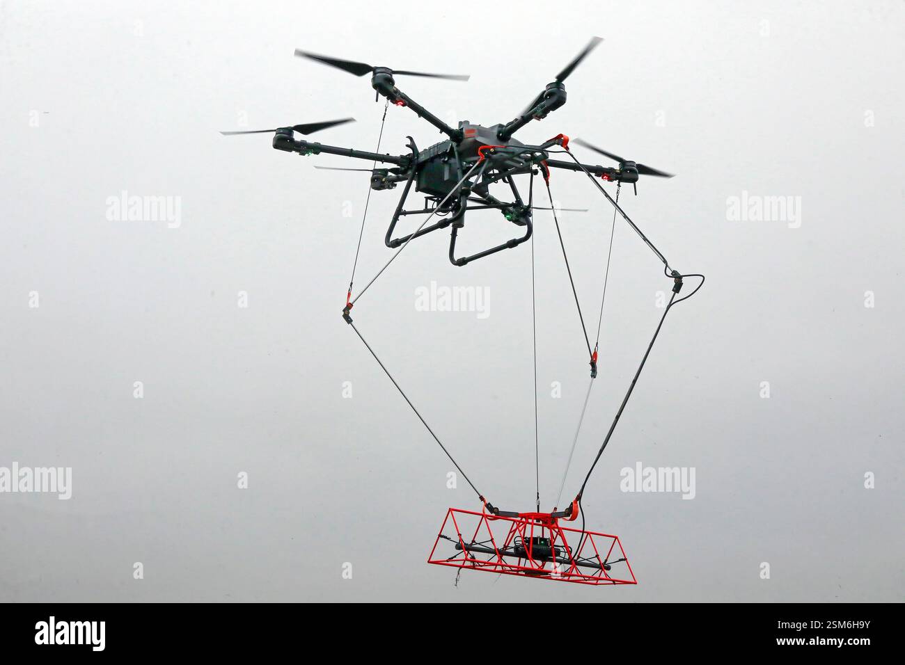 Non Exclusive: DEMYDIV, UKRAINE - FEBRUARY 11, 2025 - A demonstration of the MinesEye UAV-based ...