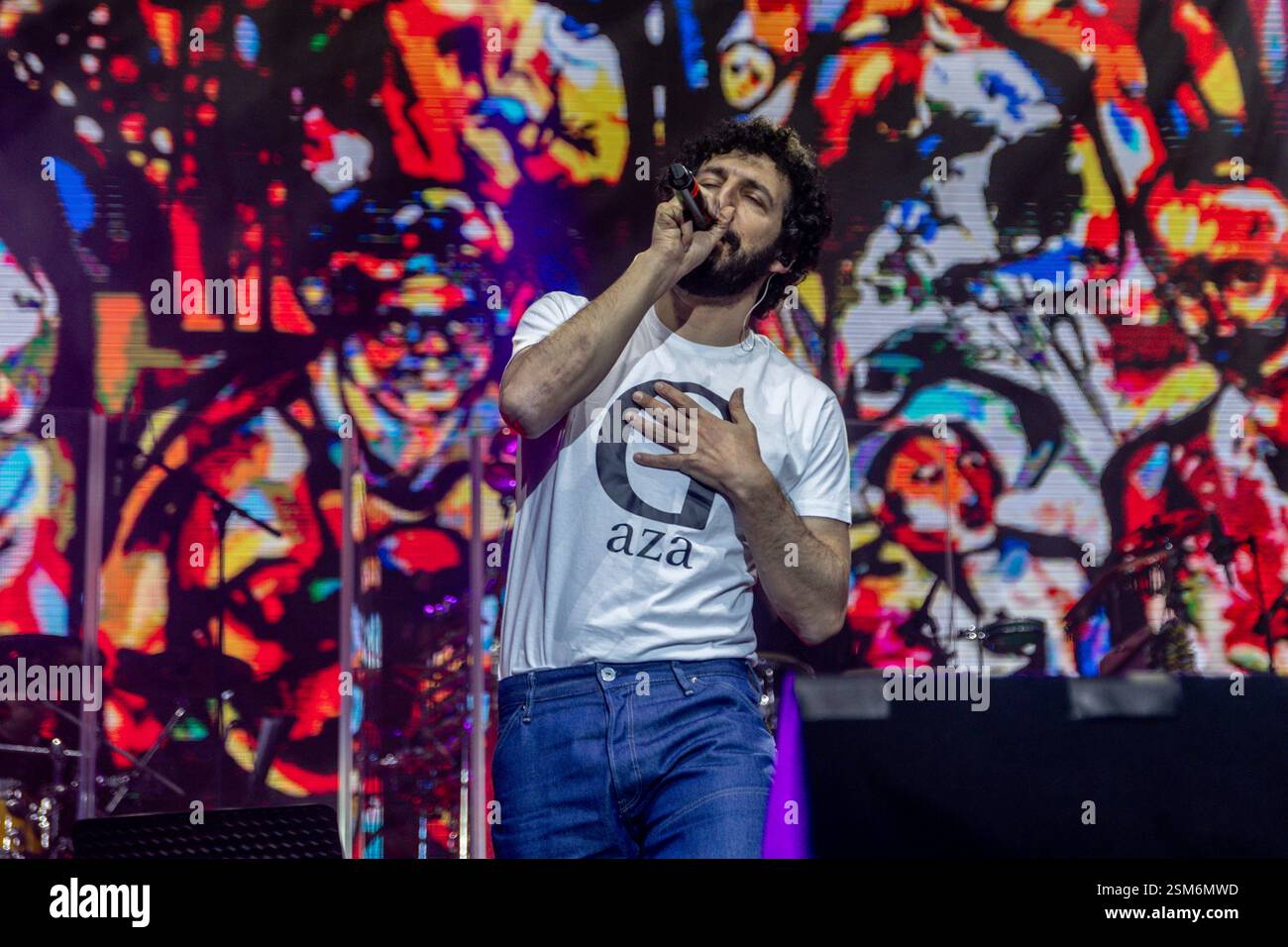 Singer-songwriter Marwan performs during the tribute concert to Pablo ...