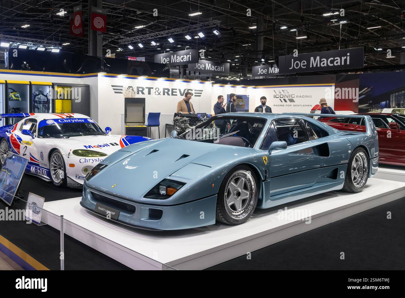 Paris, France - February 8th 2025 : Rétromobile 2025. View on a blue 1992 Ferrari F40. Chassis ...