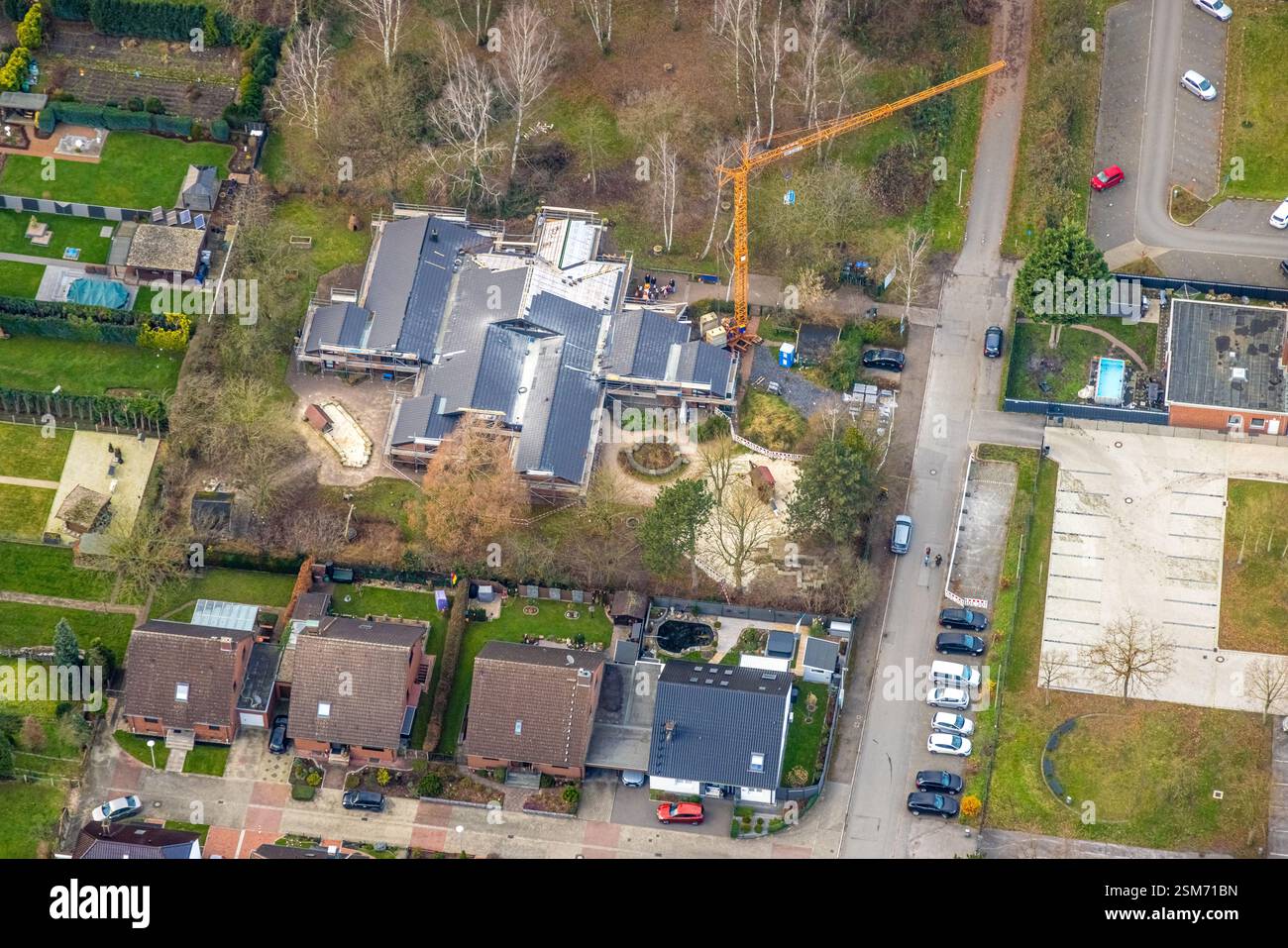 Aerial view, Arche Noah Herringen daycare center construction site ...