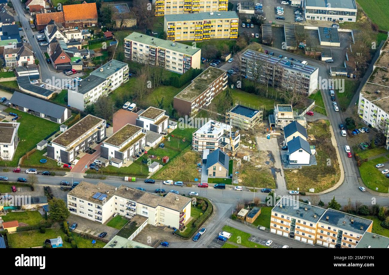 Aerial view, construction site with new housing estate Waldenburger ...