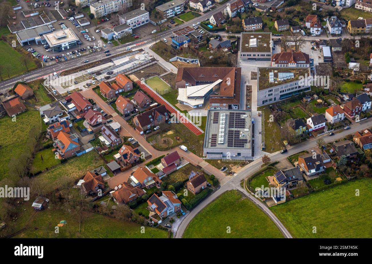 Aerial view, construction site Arnold-Freymuth-Gesamtschule, An der ...