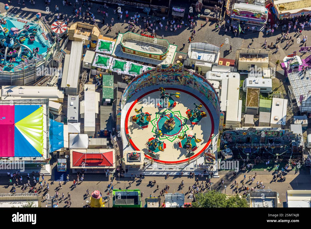 Aerial view, Cranger Kirmes, funfair with rides and gastronomy, Unser ...