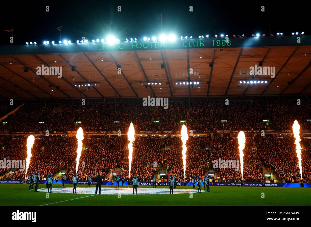 Pre-match pyrotechnics before the UEFA Champions League match at Celtic ...