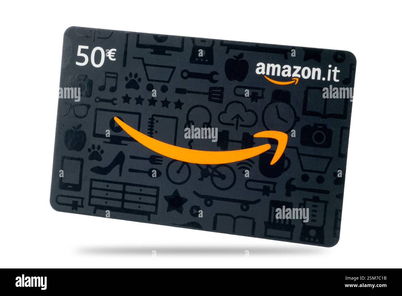 Italy - January 30, 2025: 50€ Amazon Gift Card isolated on white ...