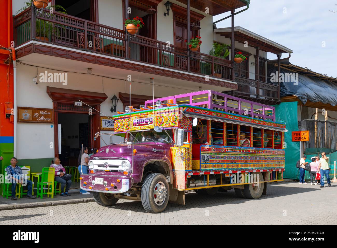 A traditional colourful Chiva bus, Jardin, Antioquia, Colombia Stock ...