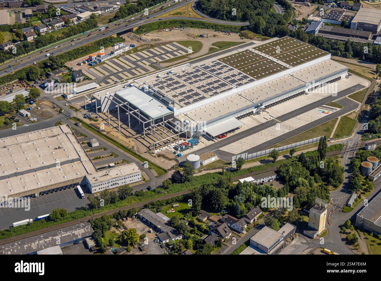 Aerial view, construction site industrial park HER-BO on the A43 ...