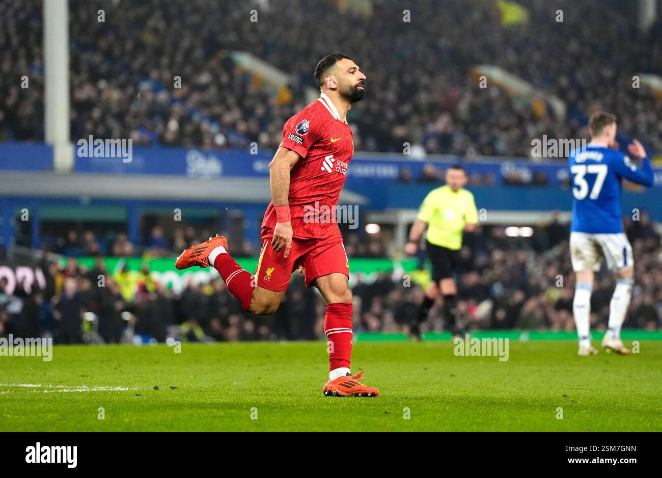Liverpool's Mohamed Salah celebrates scoring their side's second goal ...
