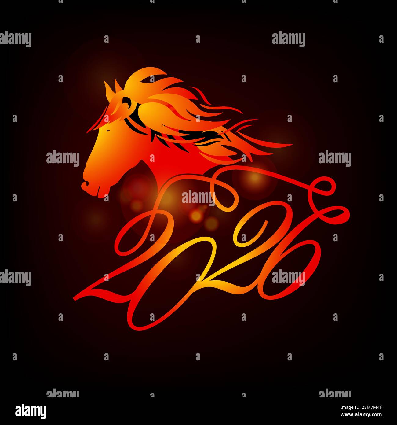 Year 2026 Fire Horse. hand drawing. Not AI, Vector illustrations Stock ...
