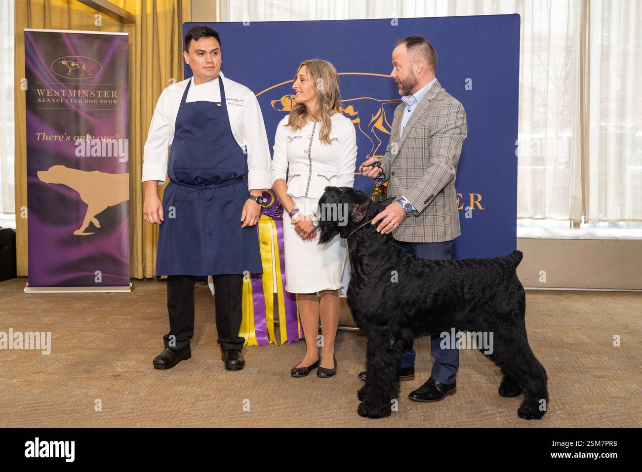 New York, USA. 12th Feb, 2025. Monty, the Giant Schnauzer dog winner of ...