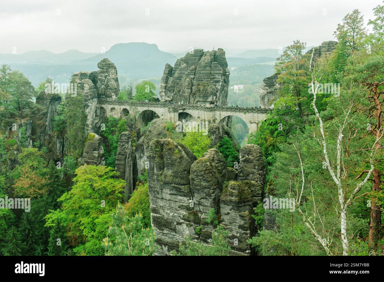 The Bastei rock formation in spring; Germany Stock Photo - Alamy