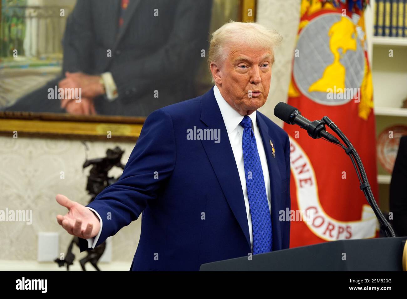 President Donald Trump speaks as Tulsi Gabbard is sworn in as the ...