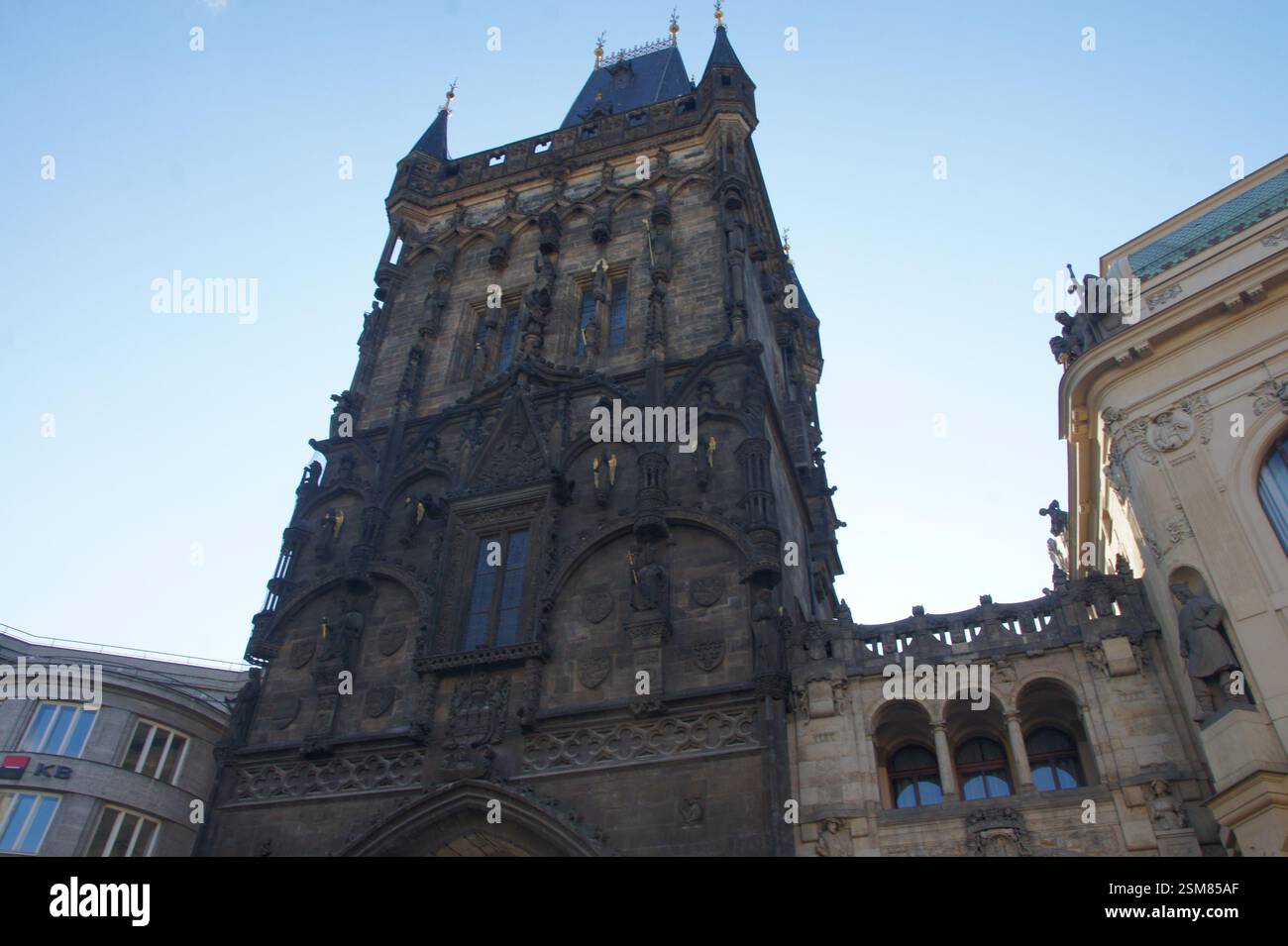 Powder Gate, Prague. Gothic architecture with ornate details. Symbol of ...