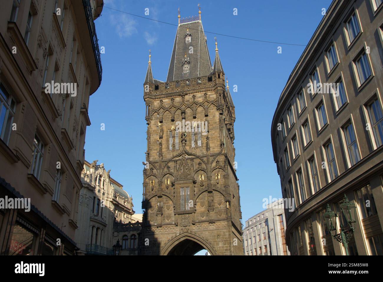 Gothic tower, landmark of Old Town Square, Prague. Symbol of city's ...
