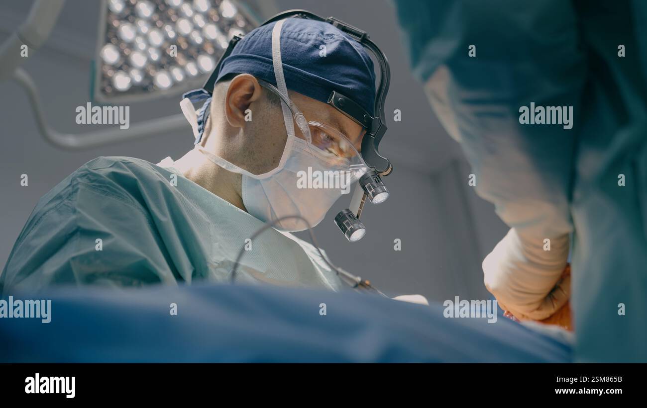 Close up surgeon man in protective mask physician doctor medic team ...