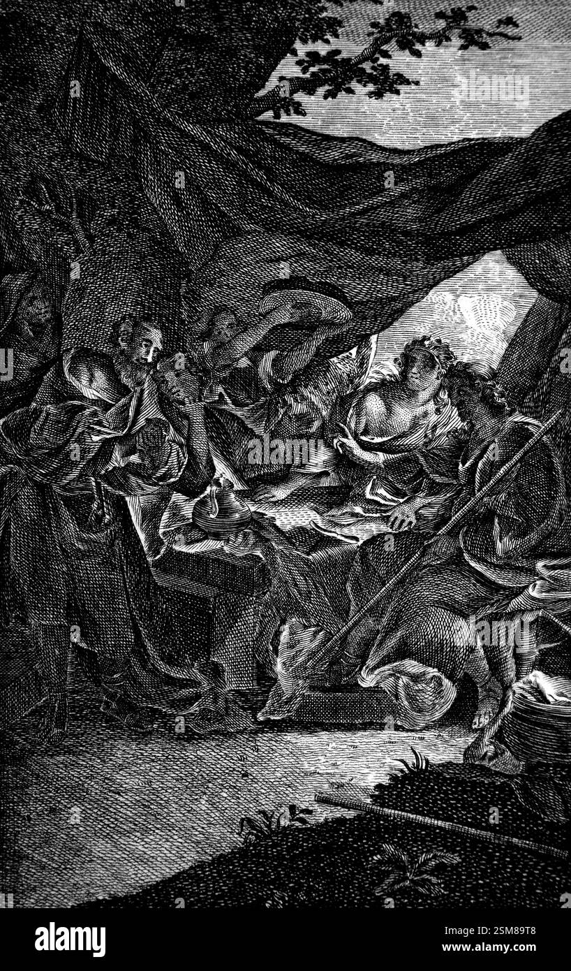 Copper-Plate Engraving of The Angels Entertained by Abraham (Genesis ...