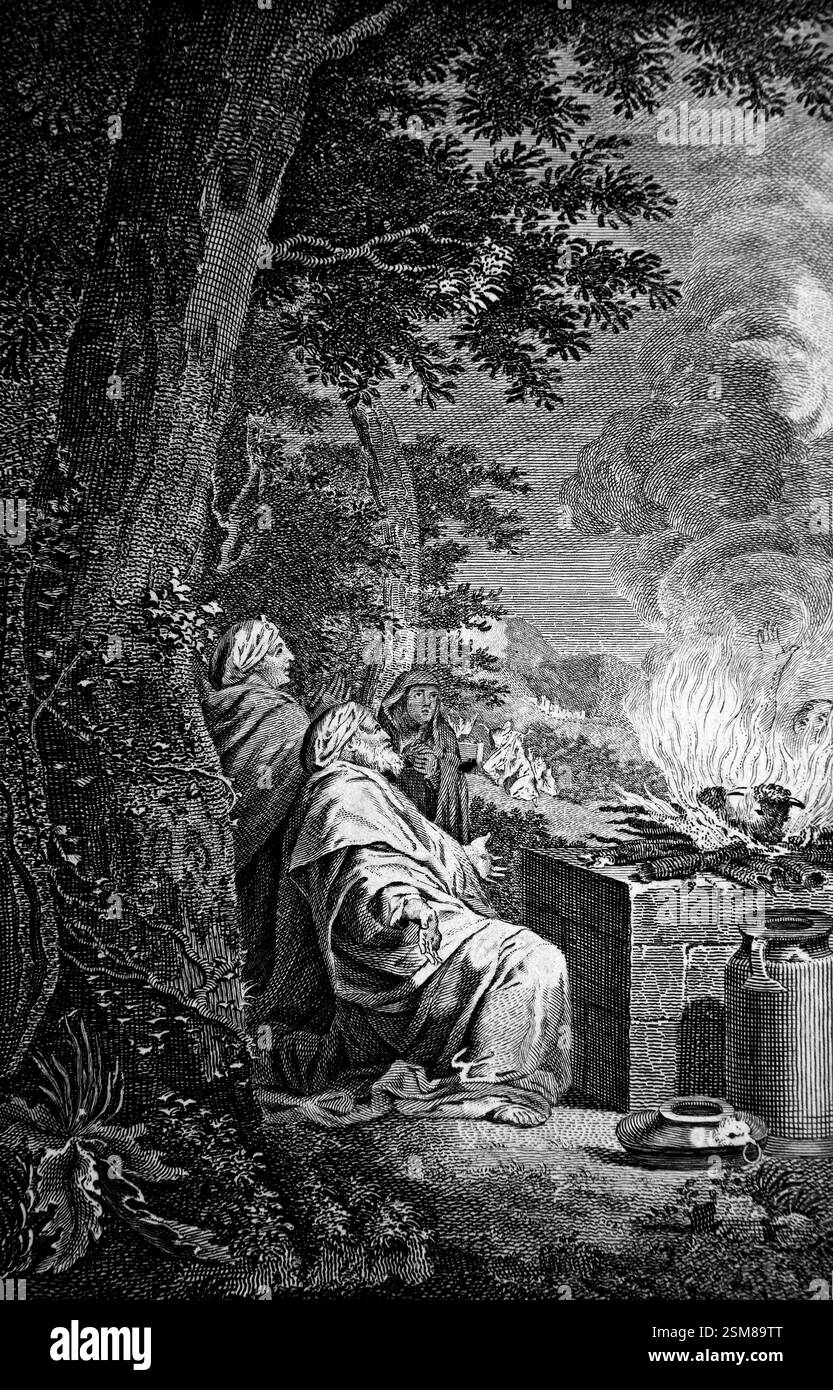 Copper-plate Engraving of Elijah's Sacrifice Consumed by the Fire ...