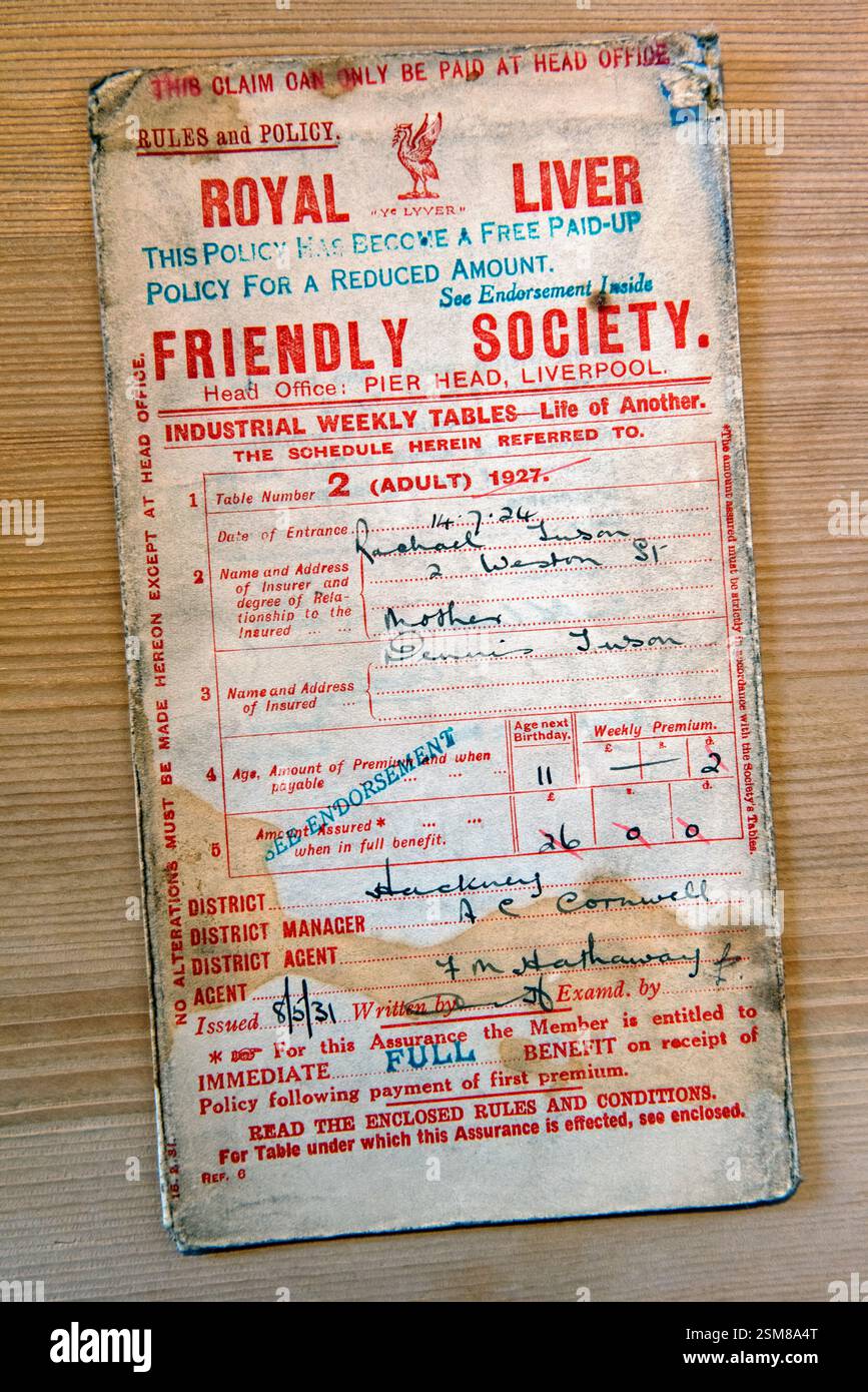An old Royal Liver Friendly Society life Insurance Policy document ...