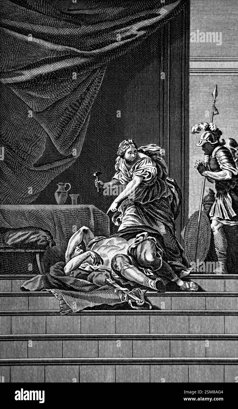 Copper-plate Engraving of Jael kills Sisera the Commander of King Jabin ...