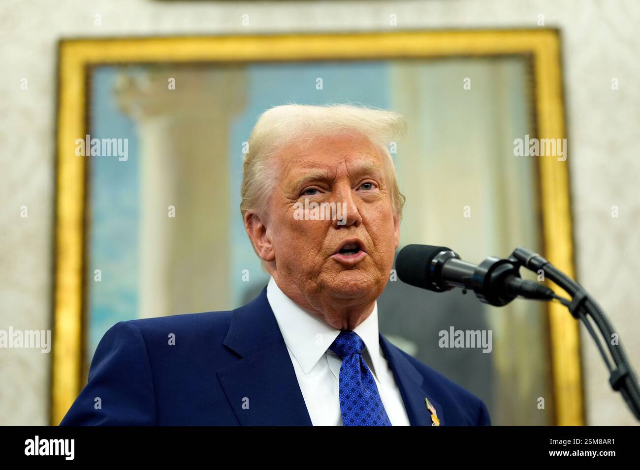 President Donald Trump speaks as Tulsi Gabbard is sworn in as the ...