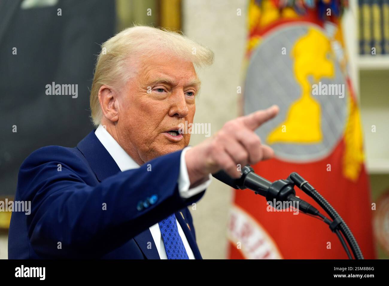 President Donald Trump speaks as Tulsi Gabbard is sworn in as the ...