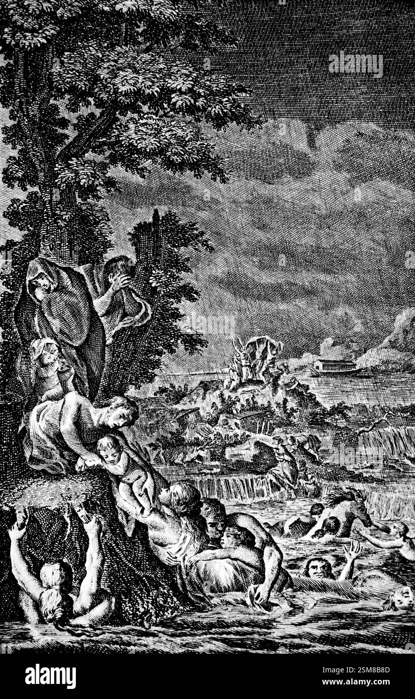 Copper-Plate Engraving of the General Deluge (The Great Flood) with ...