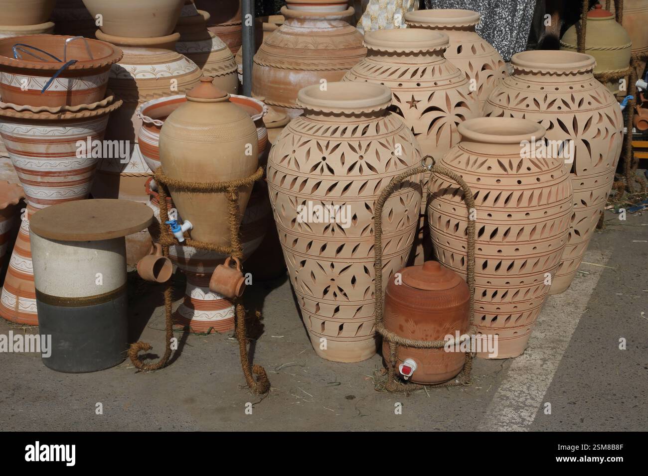 Arabic Clay Pots and Water Coolers with Clay Cups At Souk Fanja Al ...