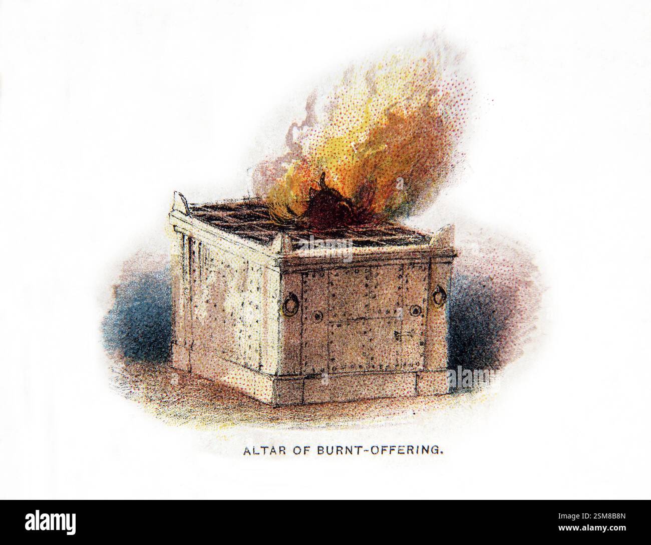 illustration of the Altar of Burnt Offerings (Brazen Altar) from 19th ...