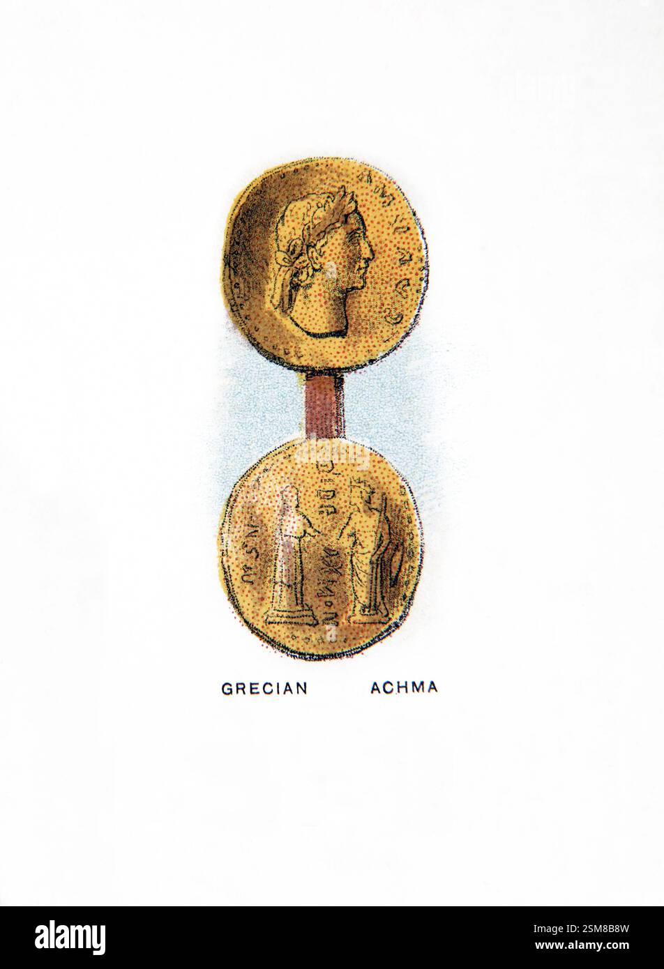 Ancient Grecian Drachma from Antique 19th Century Holy Bible Stock ...