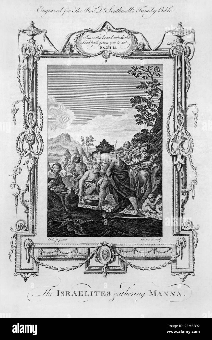 Copper-Plate Engraving of The Israelites Gathering Manna -when the ...